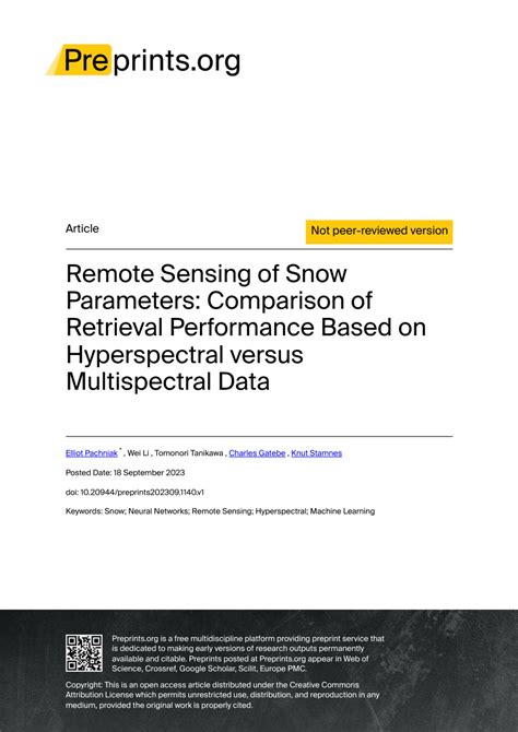 Pdf Remote Sensing Of Snow Parameters Comparison Of Retrieval Performance Based On
