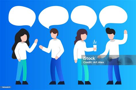 대화를 나누는 사람들의 그룹 빈 연설 거품을 가진 사람들 그라데이션 색상 개념에 대한 스톡 벡터 아트 및 기타 이미지 개념 공동체 교육 Istock