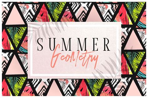 Summer Geometry Pattern Set By Anastasy Helter TheHungryJPEG