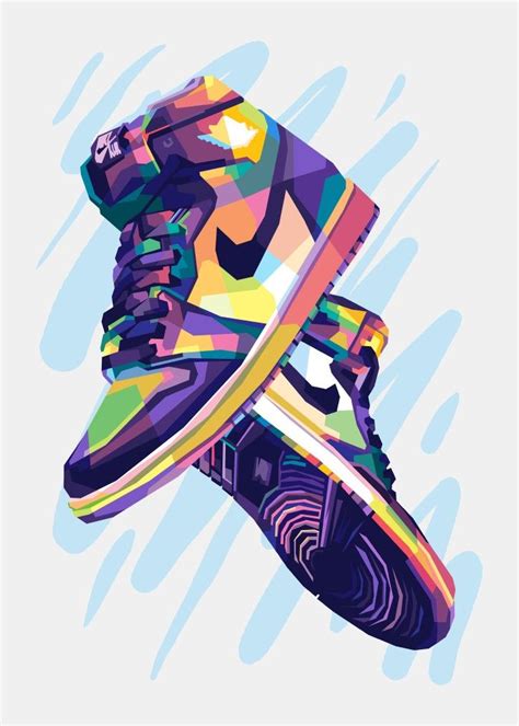 Nike Sneakers Art Wallpaper Jordan Blue Nike Shoes Poster Advert Photo