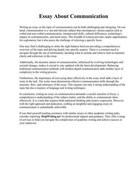 Interpersonal Communication Essay Pdf