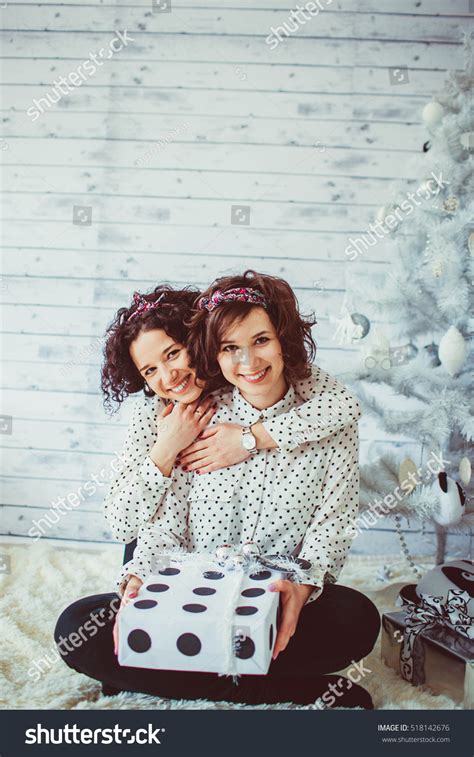 Beautiful Funny Twins Curly Hair Holds Stock Photo Shutterstock