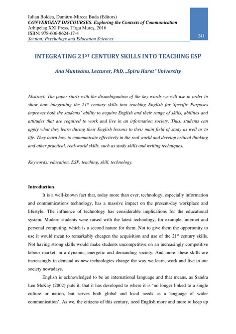 Pdf Integrating 21st Century Skills Into Teaching Esp