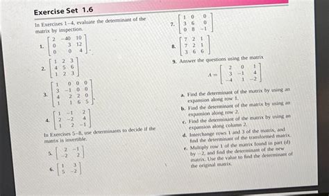 Solved In Exercises 1 4 Evaluate The Determinant Of The