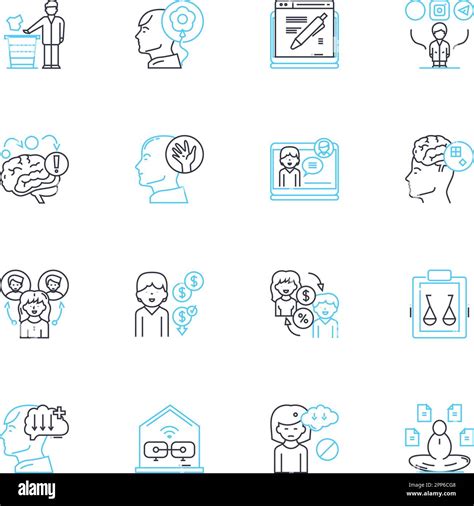 Self Discipline Linear Icons Set Focus Commitment Willpower