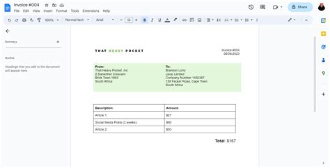 How To Create An Invoice In Google Docs