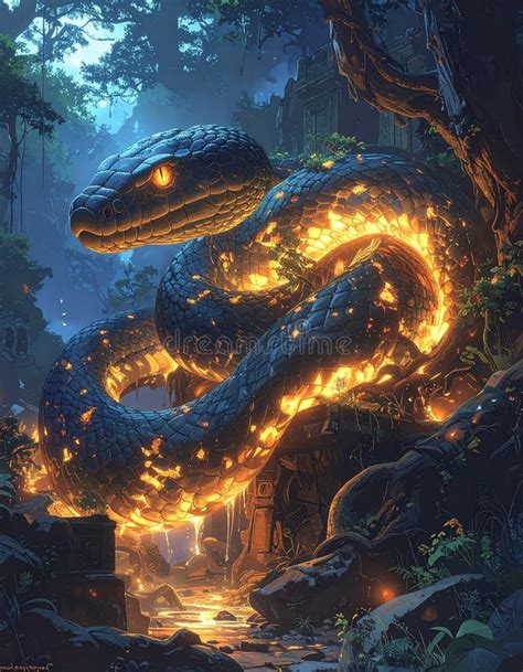 The Moonlit Serpent Queen Stock Illustration Illustration Of Female