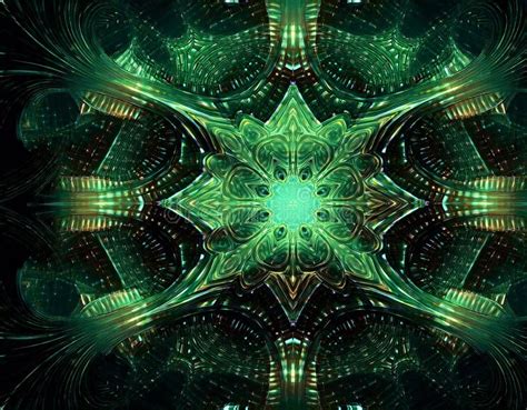 Intricate Geometric Fractals Abstract Digital Symmetry In Complex Mathematical Patterns Stock