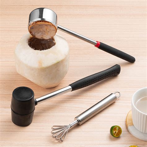 PWPSG Ergonomic Stainless Steel Coconut Opener Set With Non Slip Grip Efficient Kitchen Tool