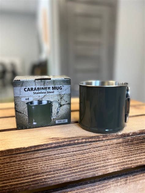 Кружка З карабіном 500мл Нержавіюча сталь Олива Mil Tec 14608202 460 грн Інші туристичні