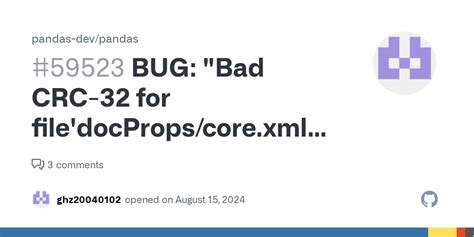 Bug Bad Crc 32 For Filedocpropscorexml For Read Large Excel File · Issue 59523 · Pandas