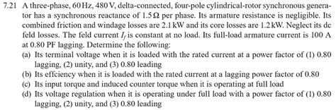 Solved A Three Phase 60 Hz 480 V Delta Connected