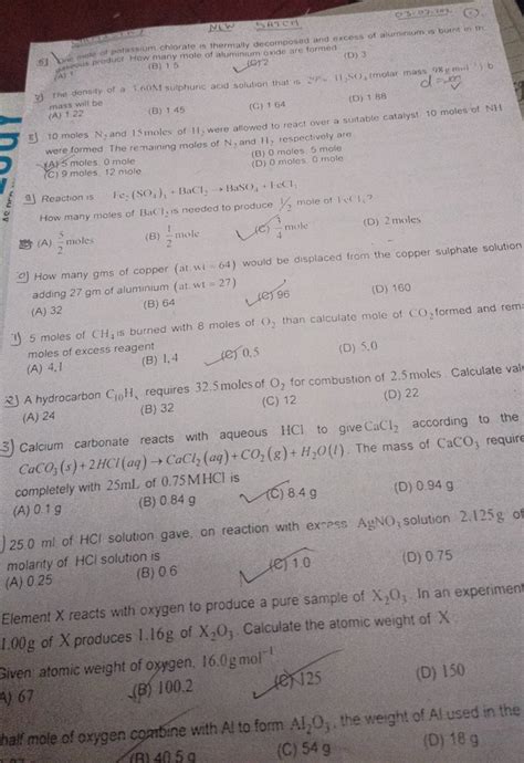 Calcium Carbonate Reacts With Aqueous Hcl To Give Cacl2 According To Th