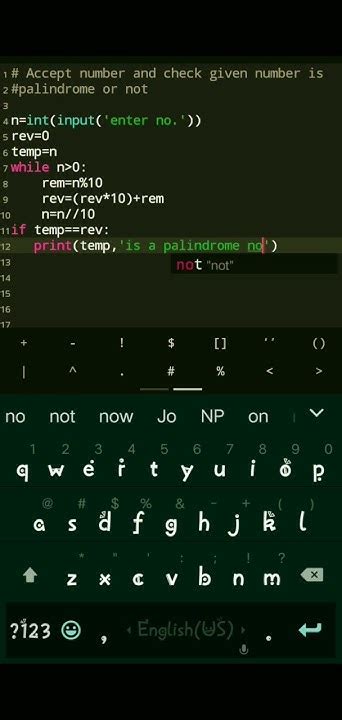 Palindrome Number Or Not In Python 🔥 Shorts Pythonbeginners Viralshorts Palindrome Youtube