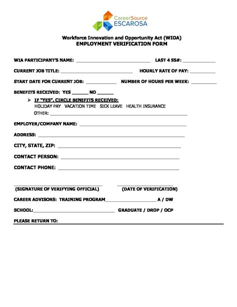 Employment Verification Form Pdf