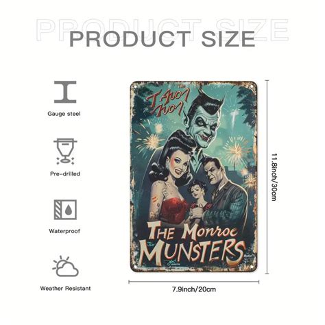 빈티지 금속 주석 표지판 먼로 몬스터 아트워크 방수 방진 가정 장식에 완벽 예술품and공예품and봉제 용품 Temu