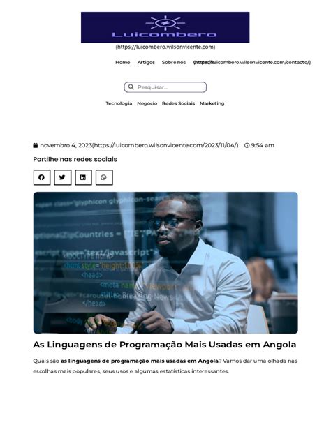 As Linguagens De Programação Mais Usadas Em Angola Luicombero Pdf