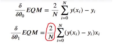 Dúvida Na Regressão Linear Na Formula Do Gradiente Descedente Na