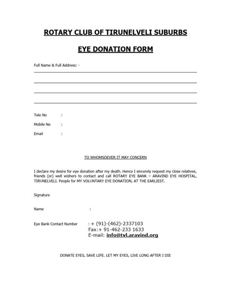 Eye Donation Form Pdf