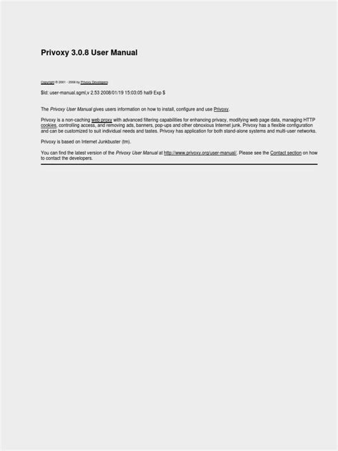 Privoxy User Manual 2 Pdf Pdf Proxy Server Cookie