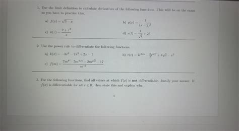Solved Use The Limit Definition To Calculate Derivatives Chegg