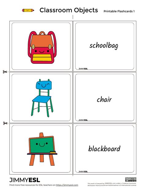 Classroom Objectsflashcardsjimmyesl Pdf Stationery Writing