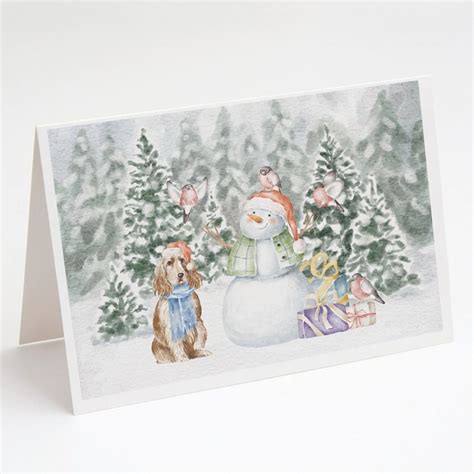 English Cocker Spaniel Note Cards Holiday Snowman