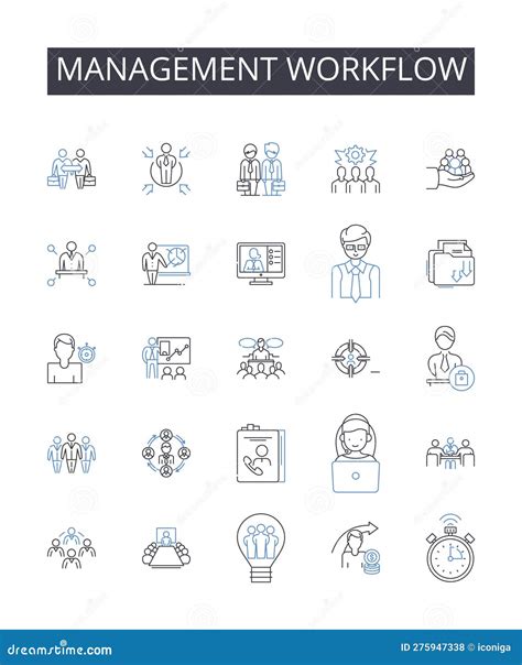 Management Workflow Line Icons Collection Project Management Creative