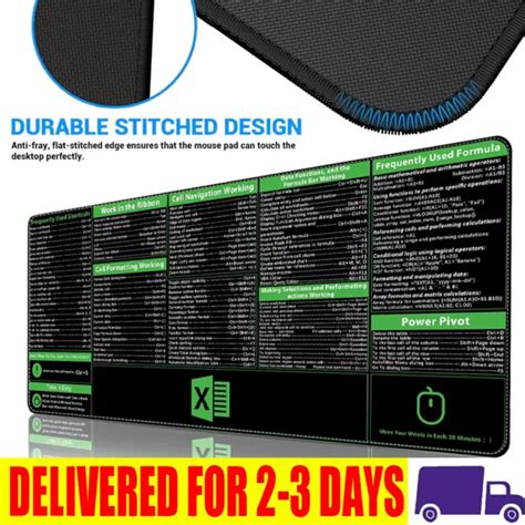 EXCEL CHEAT SHEET Desk Pad Excel Shortcuts Cheat Sheet Keyboard Mat Non Slip UK 9 90 PicClick UK