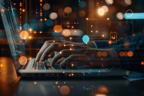 Hacker Typing On Laptop In Brightly Lit Office During Daytime Premium Ai Generated Image