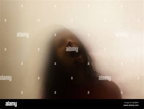 Horror Ghost Woman Behind The Matte Glass Halloween Festival Concept