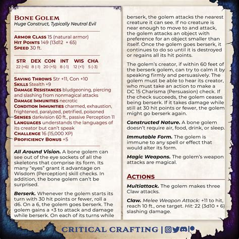 [oc] Bone Golem Statblock R Dndmonsters