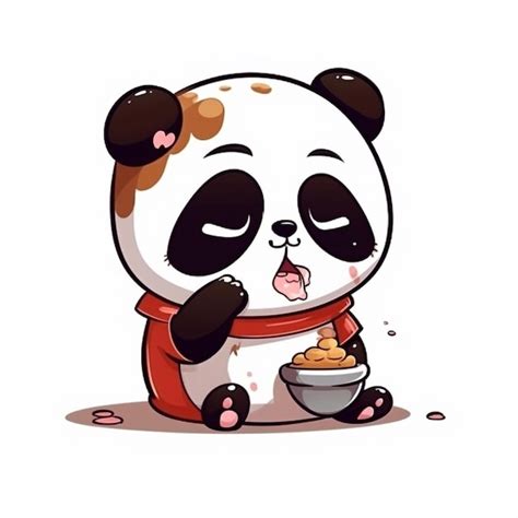 Premium Ai Image Chibi Cute Panda Eating