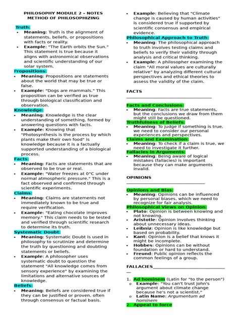 Philo Module 2 Notes Pdf