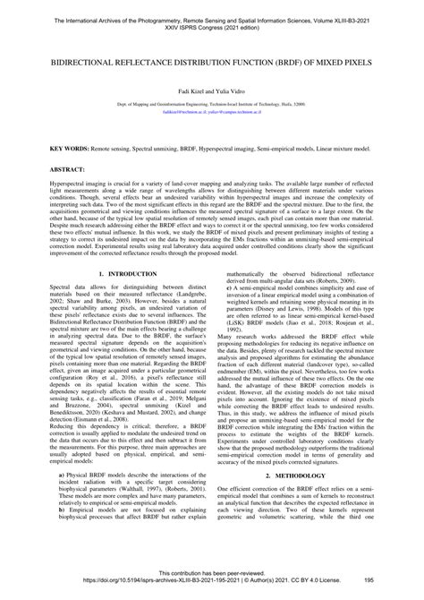 Pdf Bidirectional Reflectance Distribution Function Brdf Of Mixed Pixels