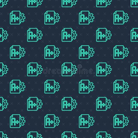 Green Line Exam Sheet With A Plus Grade Icon Isolated Seamless Pattern