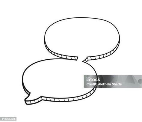 Comic Speech Bubble 3d Doodle Outline Multiple Conversation Dialogue Template Vector