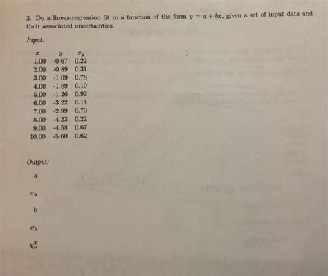 Solved Do A Linear Regression Fit To A Function Of The Chegg