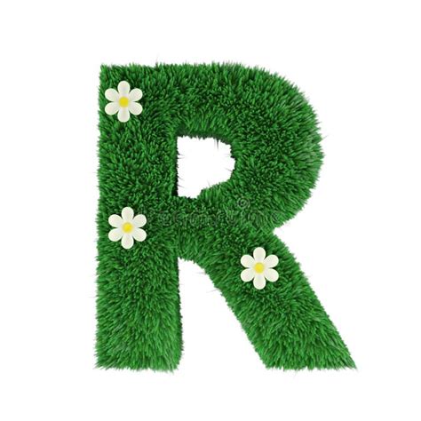 Grass Letter M Uppercase Isolated On White Background Stock