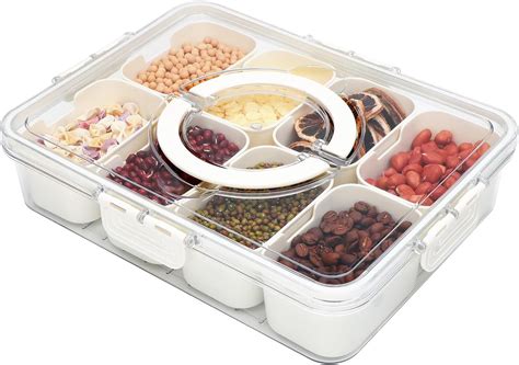 Reusable Divided Serving Tray With Lidsnack Tray With Lid And Handle