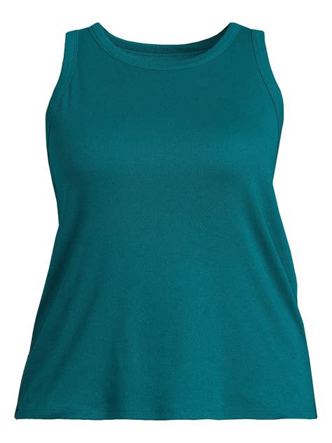 Terra And Sky Womens Plus Size High Neck Ribbed Tank Top