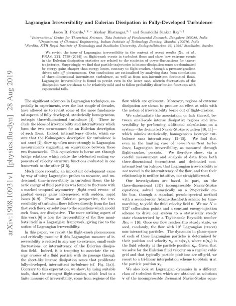 Pdf Lagrangian Irreversibility And Eulerian Dissipation In Fully Developed Turbulence