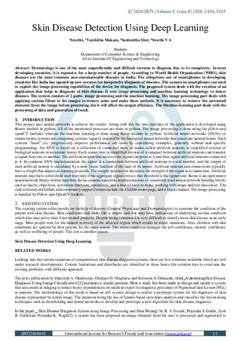 Pdf Skin Disease Detection Using Deep Learning Sushmitha Shet