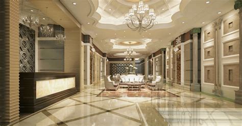 고급 호텔 리셉션 홀의 3d 렌더링 사진 Unsplash의 대리석 바닥 이미지