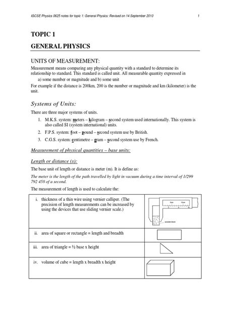 Topic 1 General Physics Pdf Pdf Acceleration Pressure