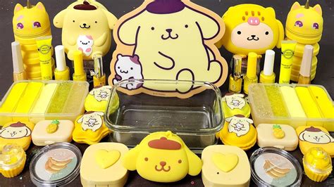 Asmr Pompompurin Slime Mixing Makeupparts Glitter Into Slimeasmrsatisfyingslime Youtube