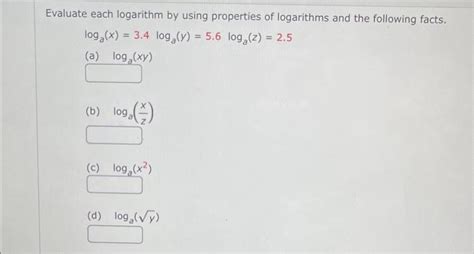 Solved Evaluate Each Logarithm By Using Properties Of Chegg