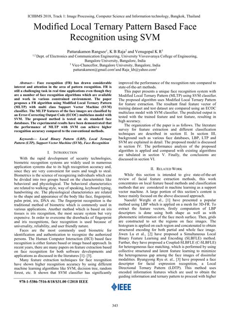 Pdf Modified Local Ternary Pattern Based Face Recognition Using Svm