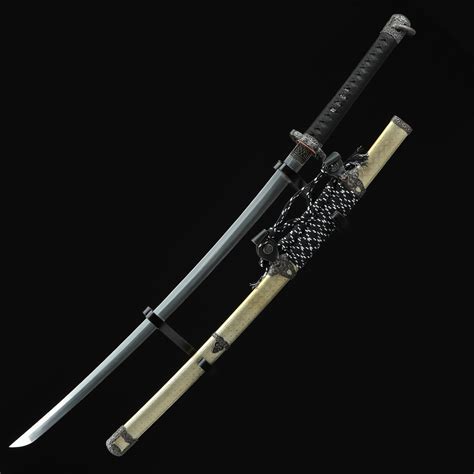 Odachi Sword Damascus Steel Odachi Sword With Real Hamon Black Tsuka