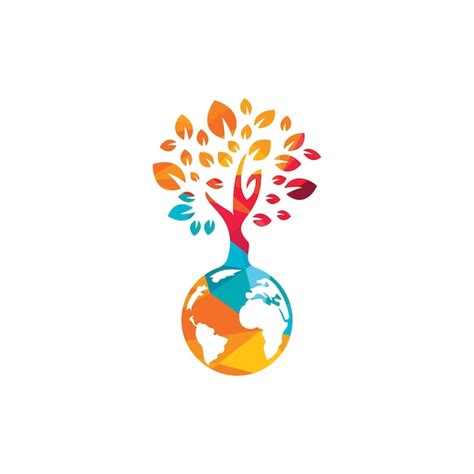 Premium Vector Globe Tree Vector Logo Design Template